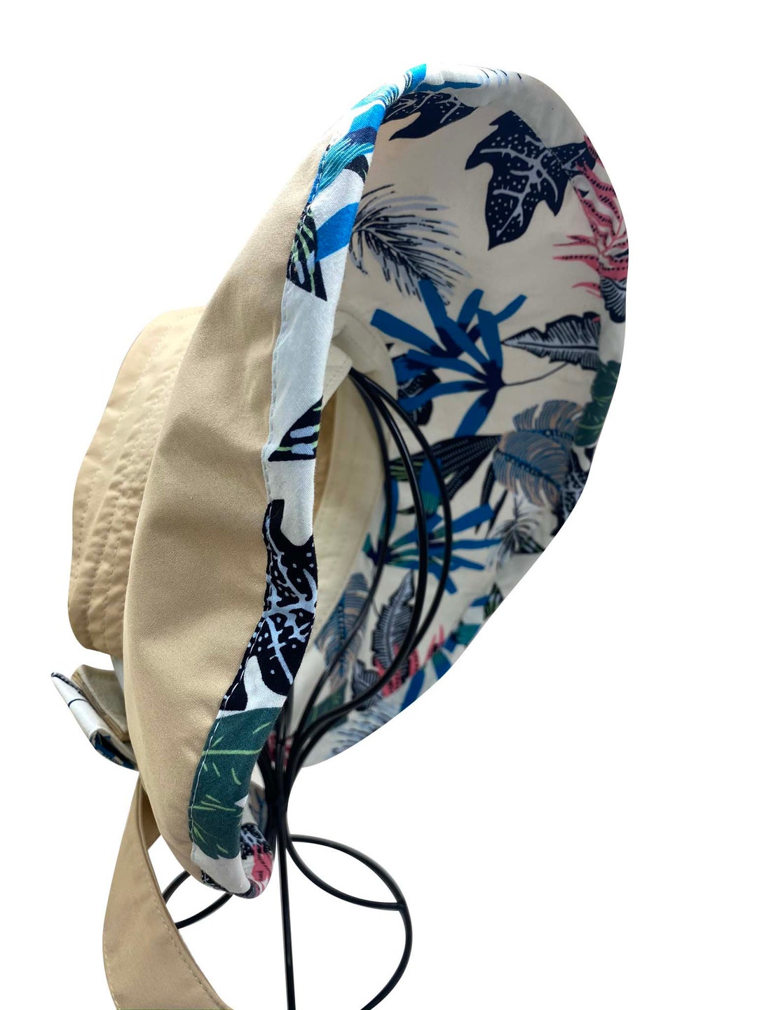 Reversible Tropical Leaf Floral Hawaiian Open Visor Travel Hat Beach ...