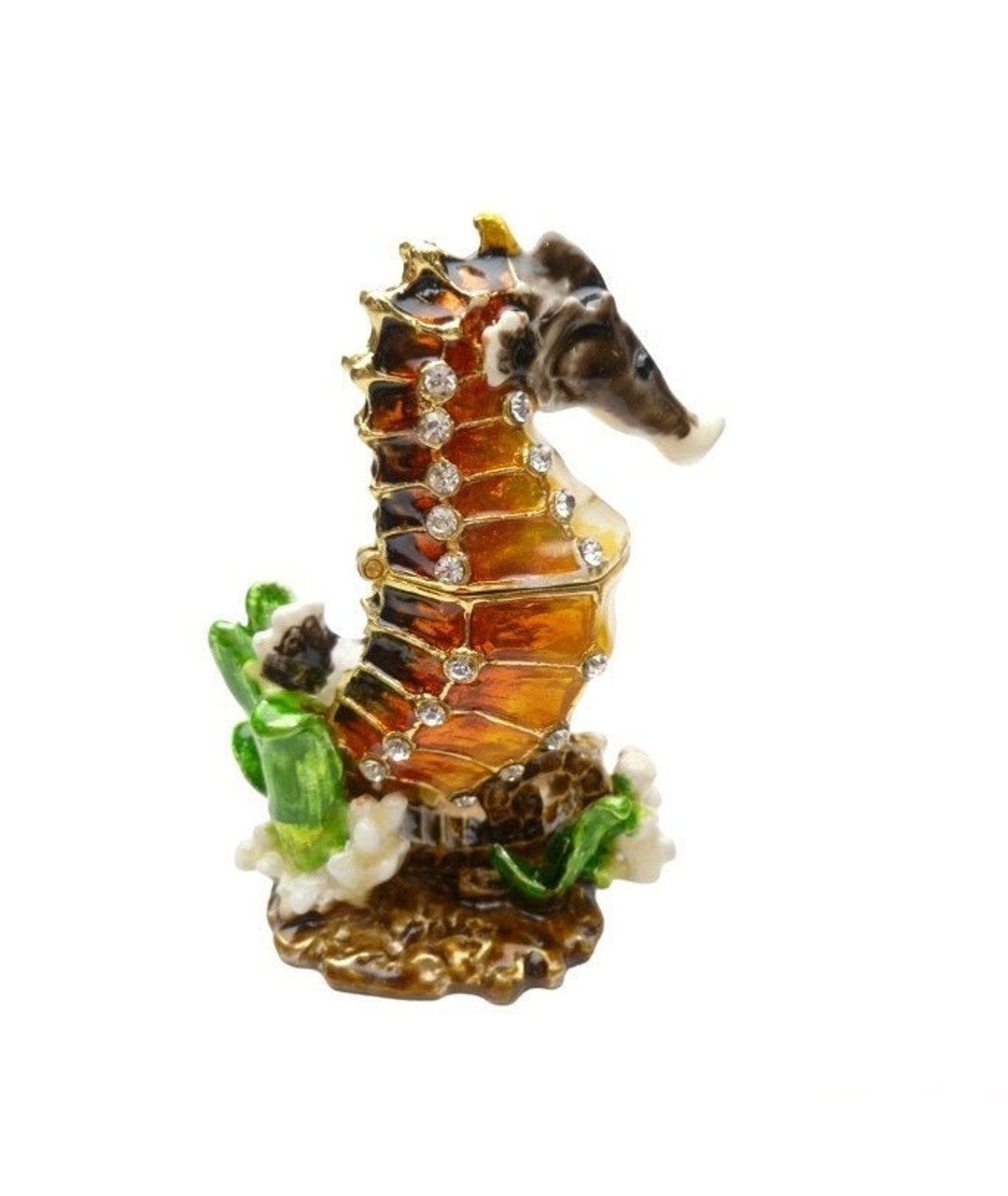 3.25" Tall Seahorse Trinket Box Bejeweled W/ Sparkling Crystals ...