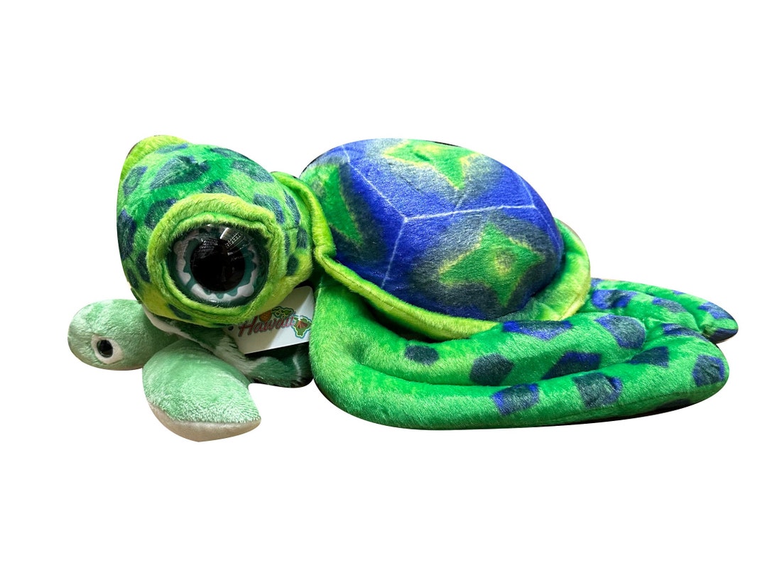 16.5" X 14" Large Big Eye Green Sea Turtle Plush Stuffed Bag| Emotional ...