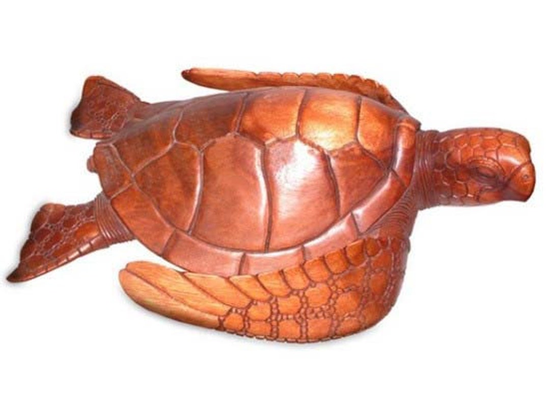 Hand Carved Solid Wood Sea Turtle Sculpture Figurine Tropical - Etsy