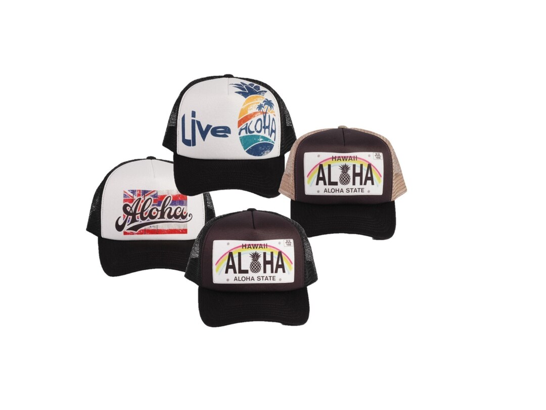 Hawaiian Design aloha Print Baseball Cap Black or Beige Mesh Hat Casual ...