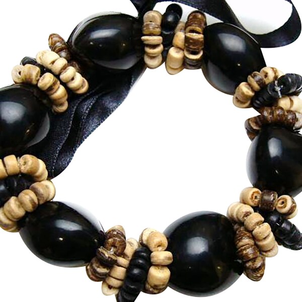 Hawaiian Black Kukui Nut Elastic Bracelet - Etsy