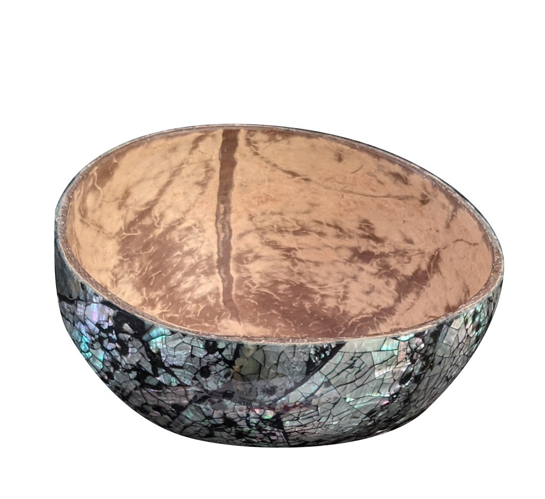 Genuine Abalone Shell Mosaic Art Inlay Exterior Bowl Natural Polished ...