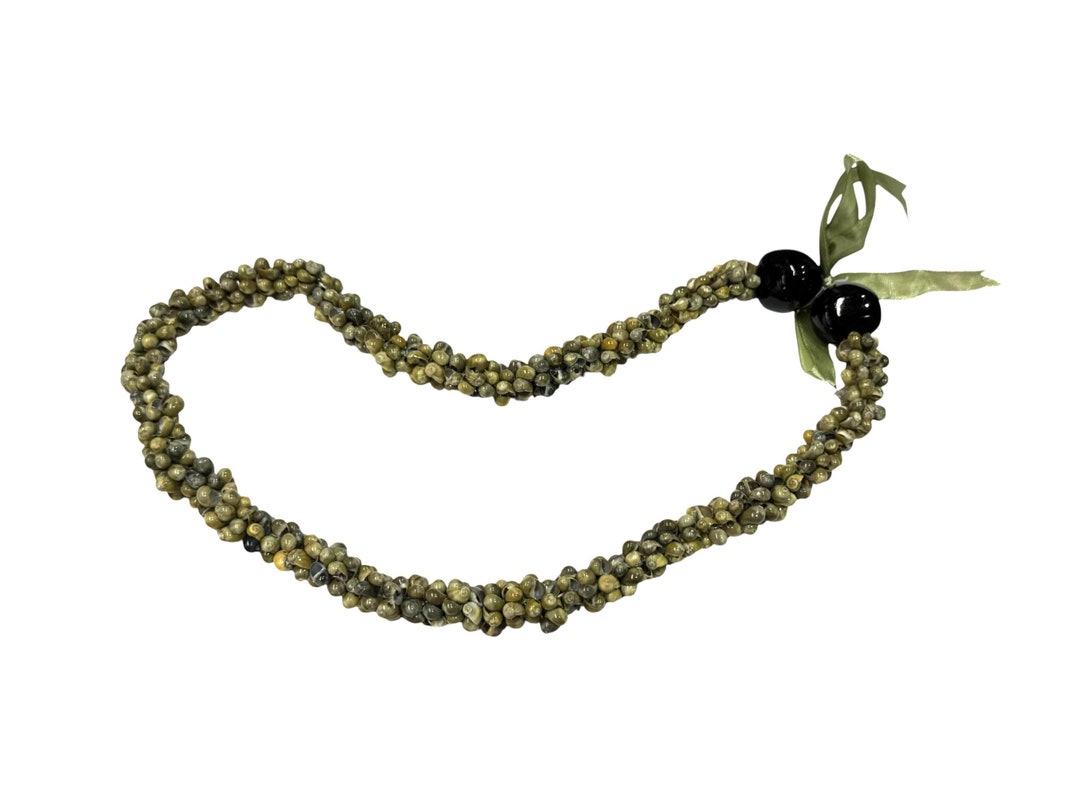 28" Genuine Chunky Green Mongo Shell Hawaii Lei Necklace Strung W ...