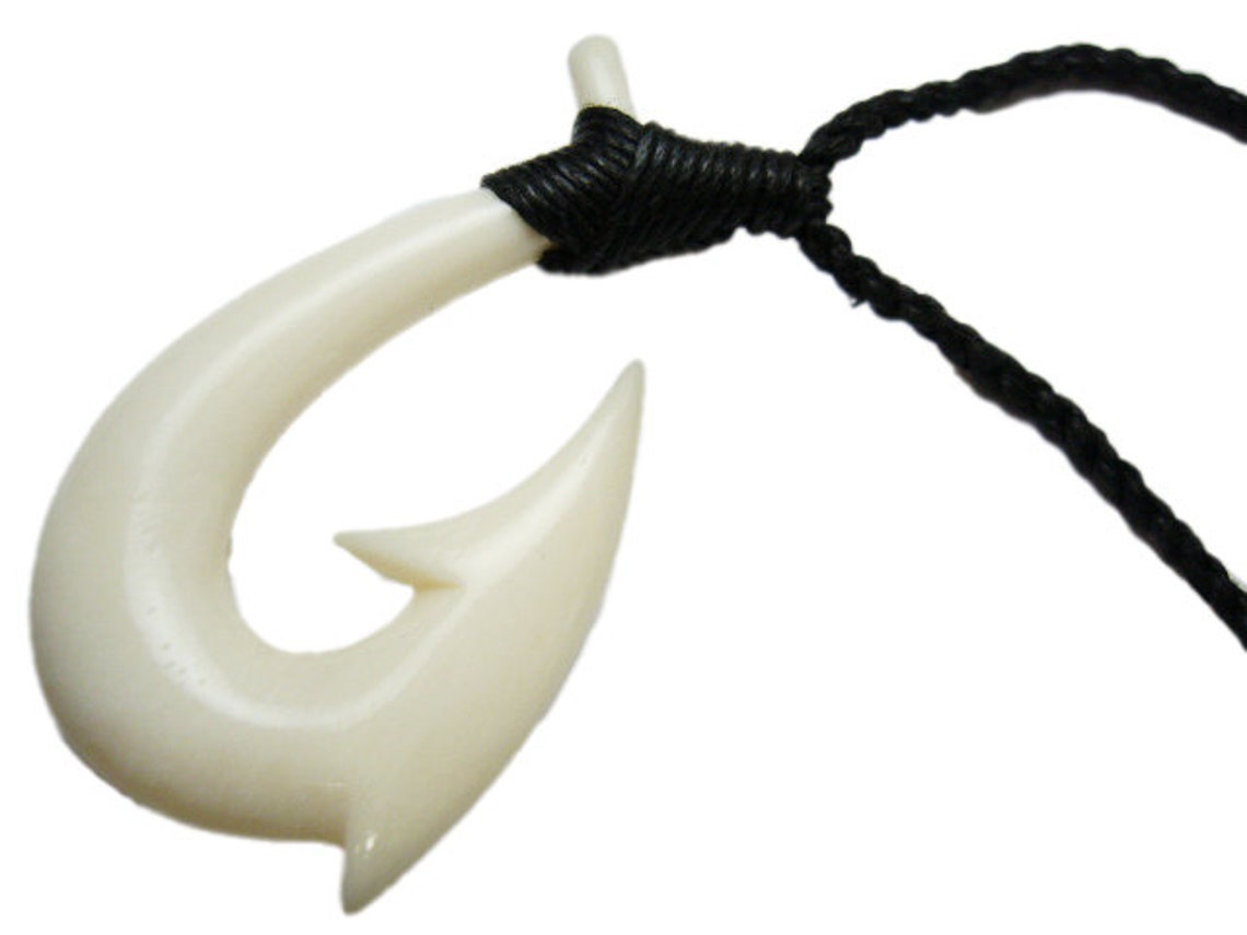 Buffalo Bone Hand Carved Maui Fish Hook Knotted W/ Adjustable - Etsy