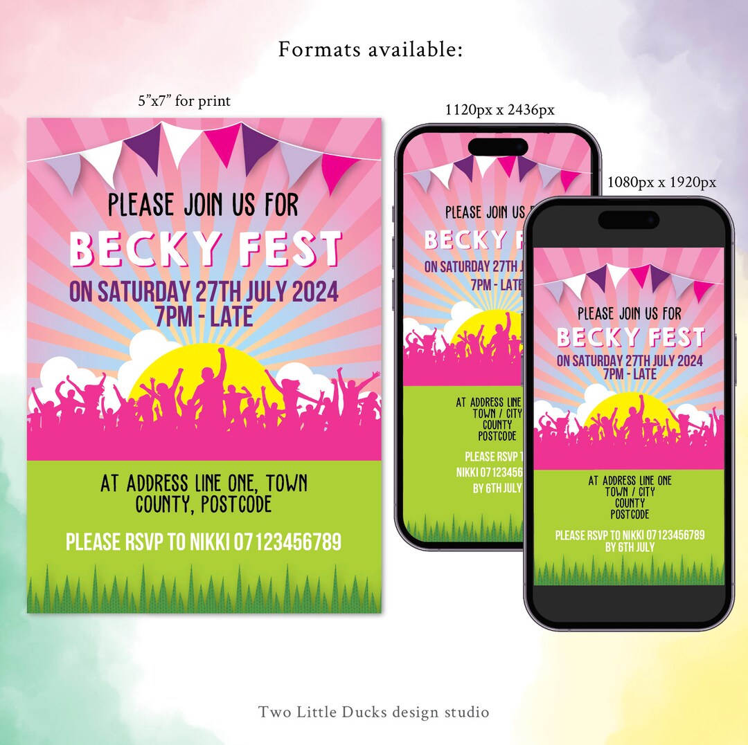 DIGITAL Festival Themed Invitation, PRINTABLE Festival Party Invitation ...