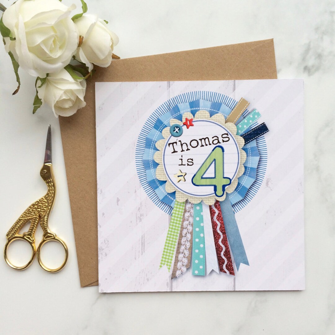 Boys Birthday Card, Rosette Age Birthday Card, 1st 2nd 3rd 4th 5th 6th ...