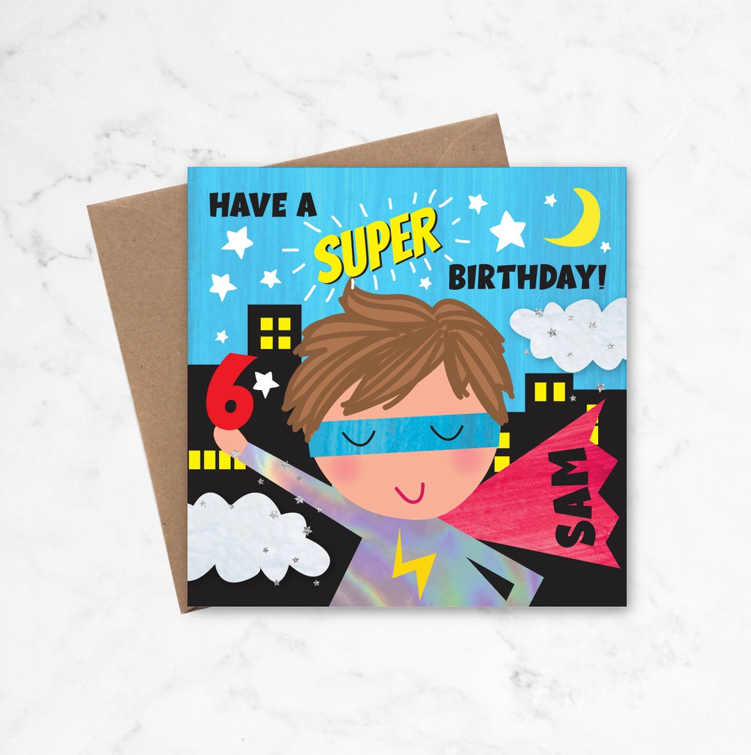 Super Boy Card, Card for a Super Boy, Boy's Birthday Card, Super Hero ...