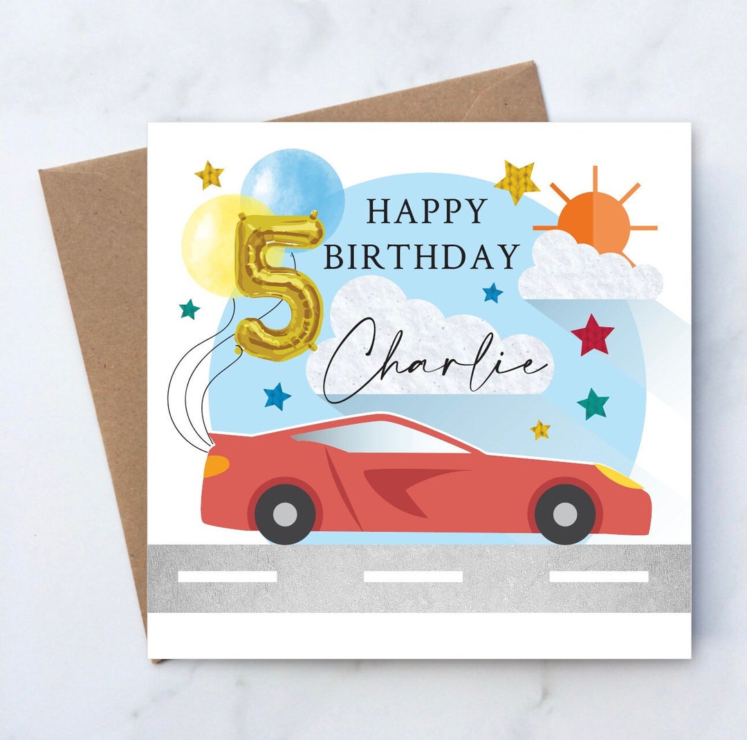 Race Car Birthday Card, Racing Car Card, Personalised Car Birthday Card ...