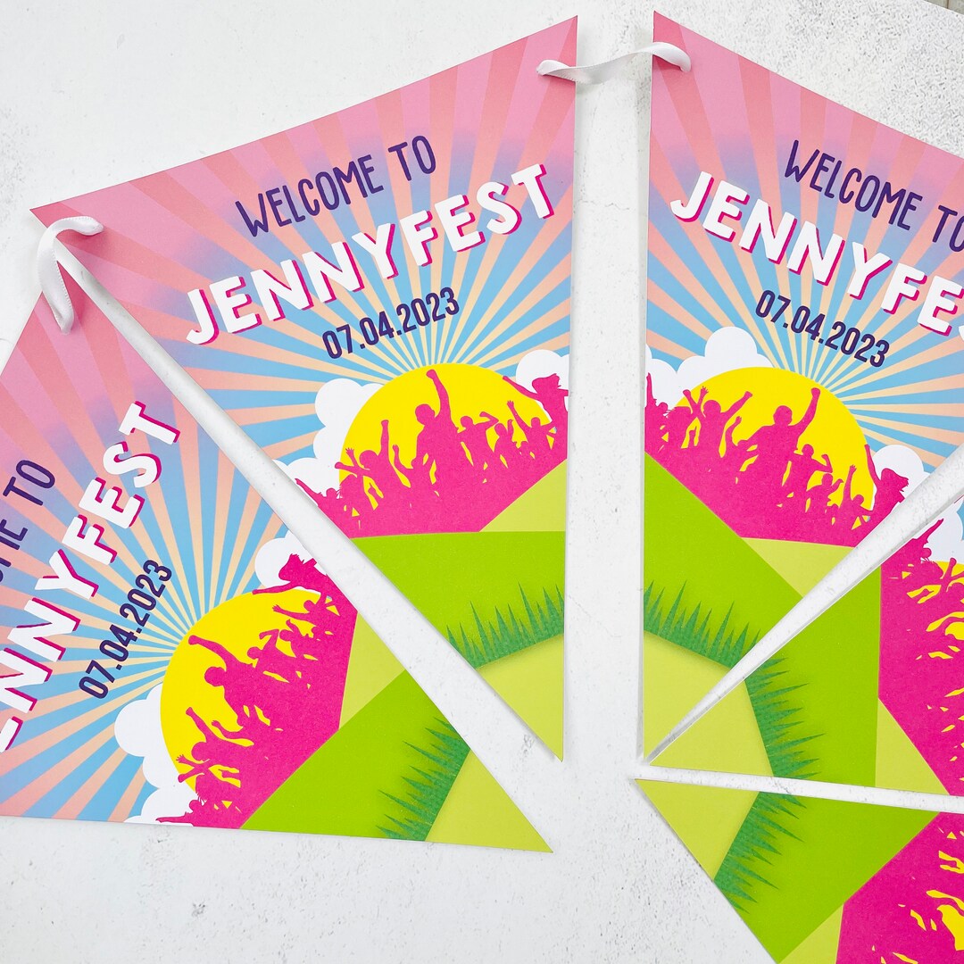 Festival Party Banner, Personalised Festival Birthday Bunting, Birthday ...