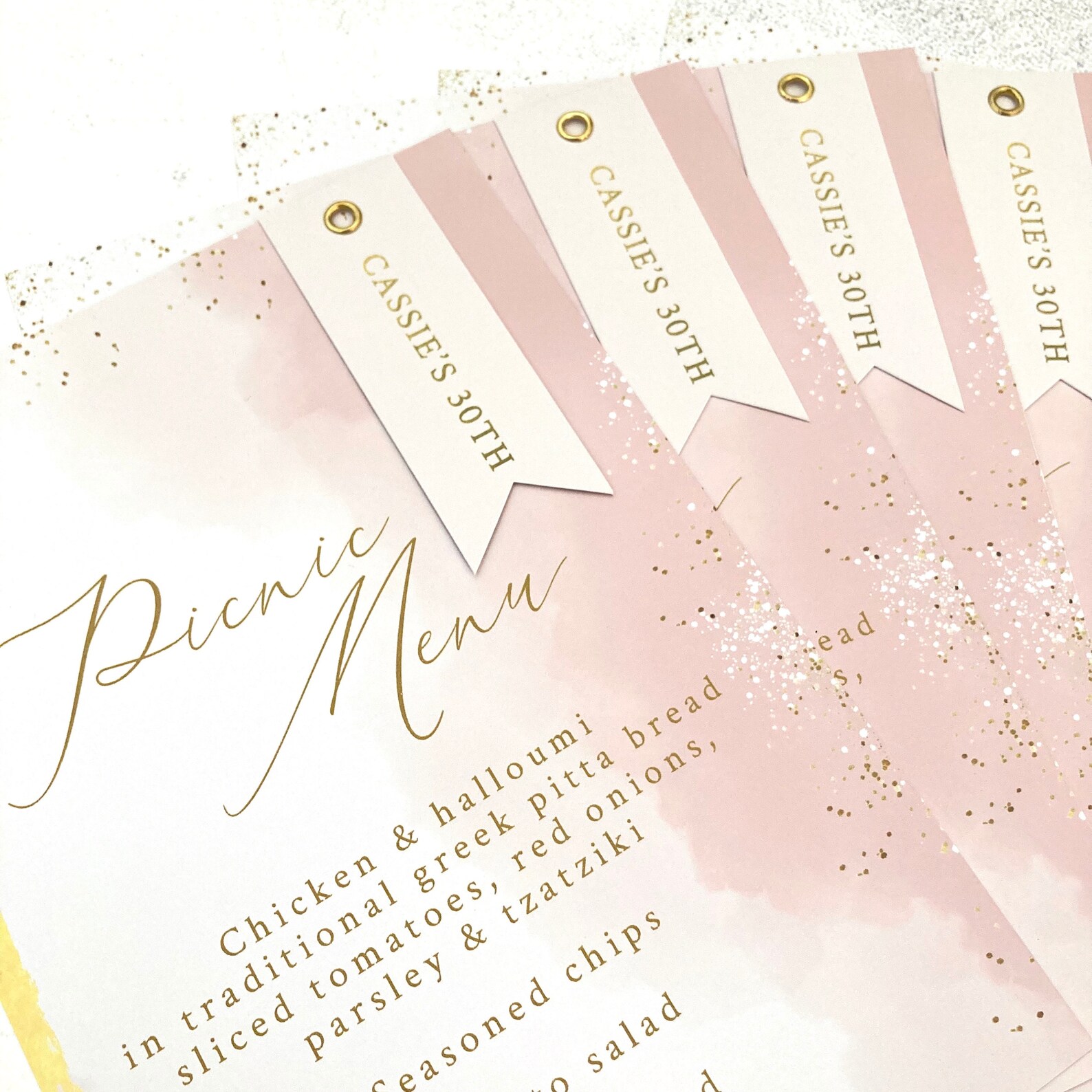 Pretty Wedding Menus Personalised Pink and Gold Wedding Guest | Etsy