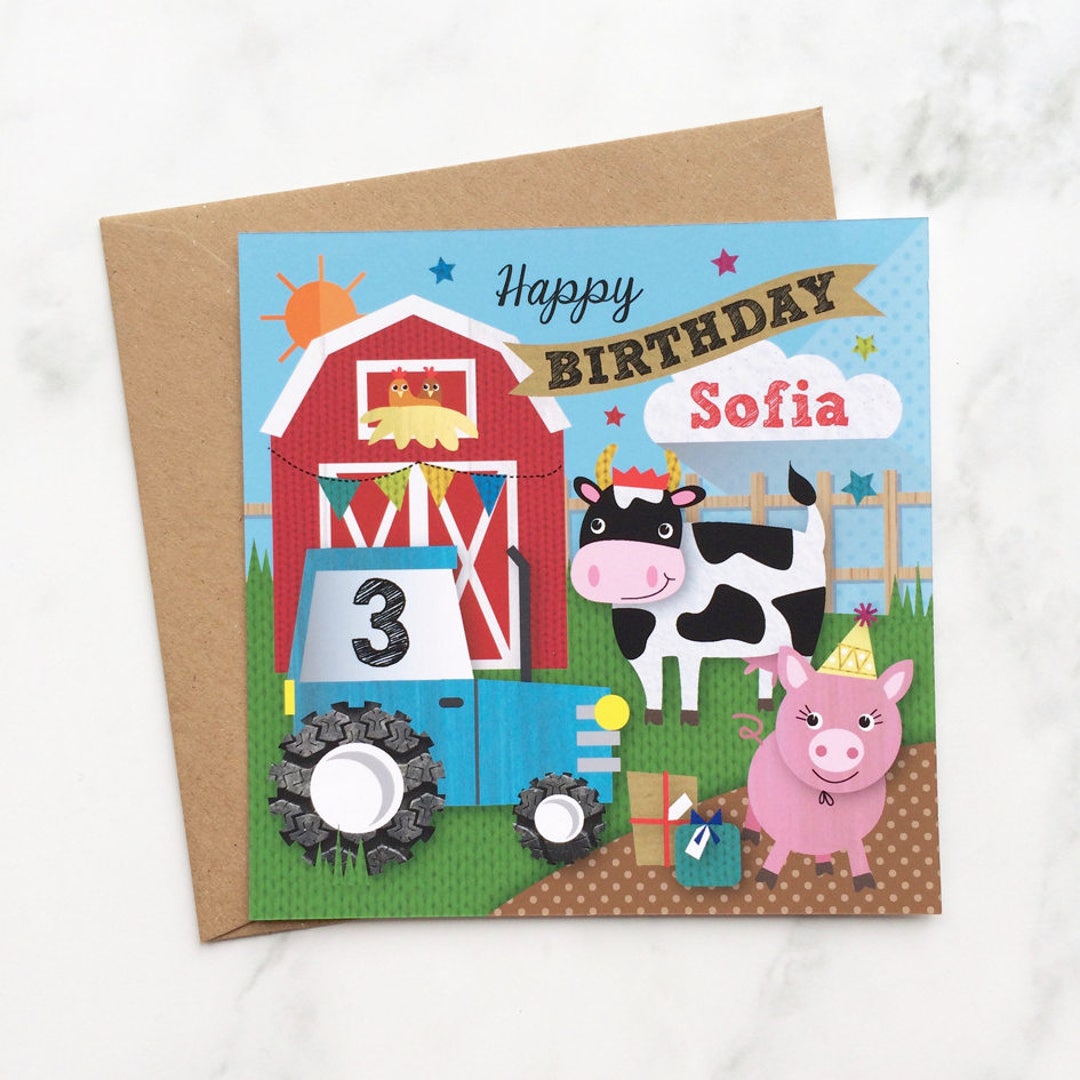 Farm Birthday Card, on the Farm Birthday Card, Farm Animal Birthday ...