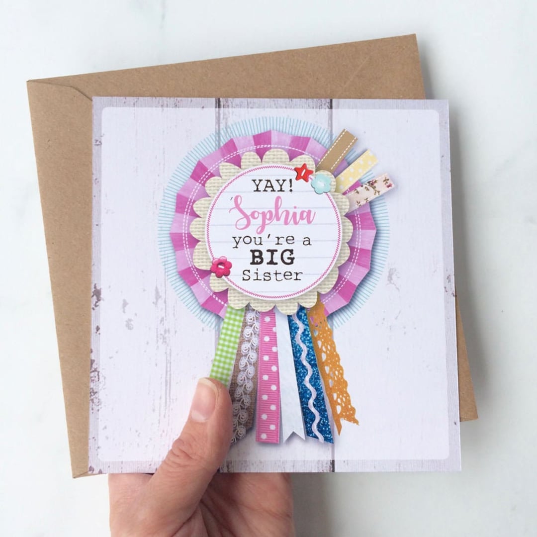 Big Sister Card, Card for Big Sister, New Big Sister Card, New Sibling ...