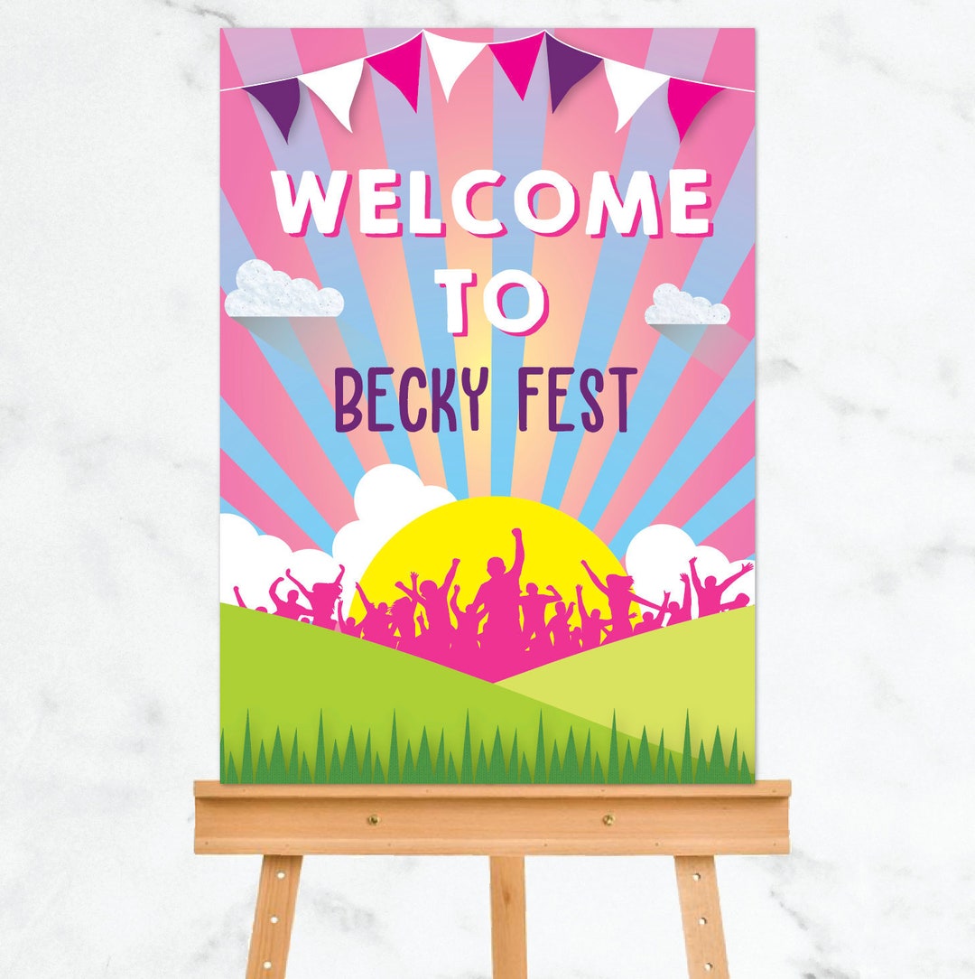 Festival Birthday Welcome Sign, Birthday Fest Sign, Birthday Party Sign ...