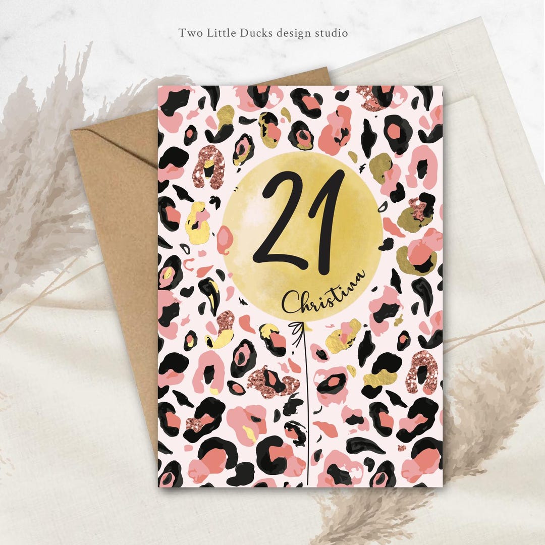 Leopard Print Birthday Card, 50th Birthday Card, 21st Birthday Card ...