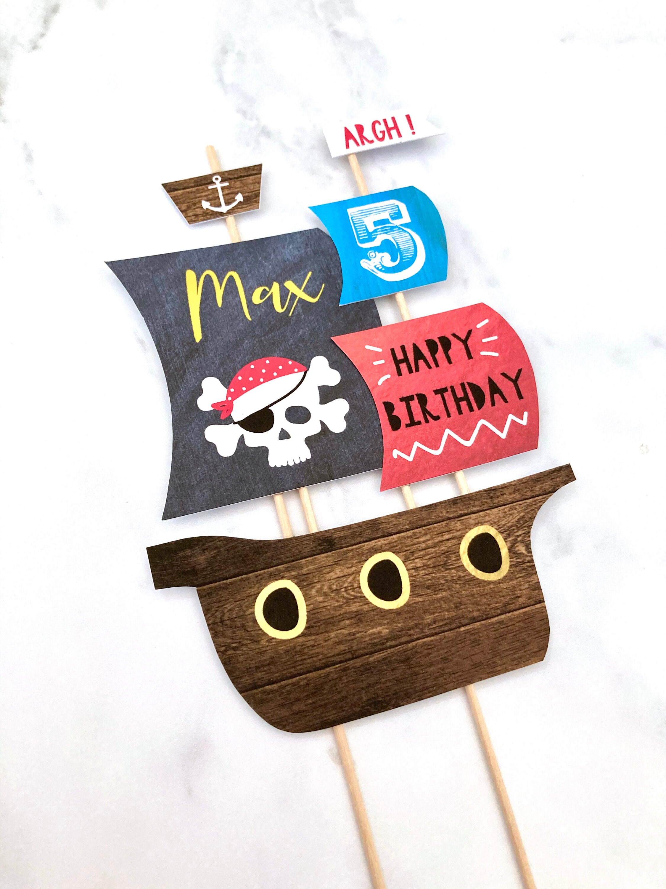 Pirate Ship Cake Topper Pirate Birthday Party Cake - Etsy