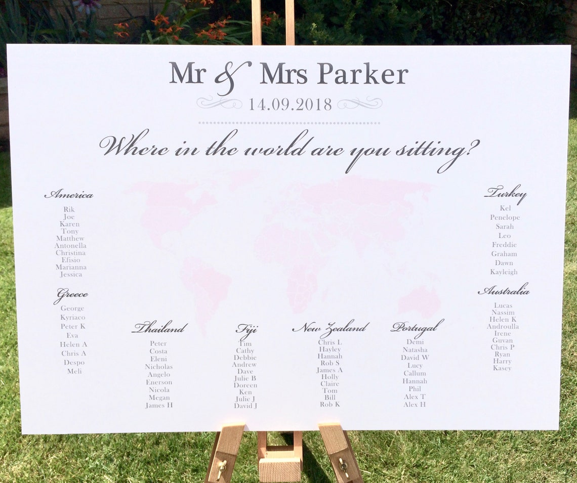 World Map Wedding Seating Plan Where in the World Wedding | Etsy UK