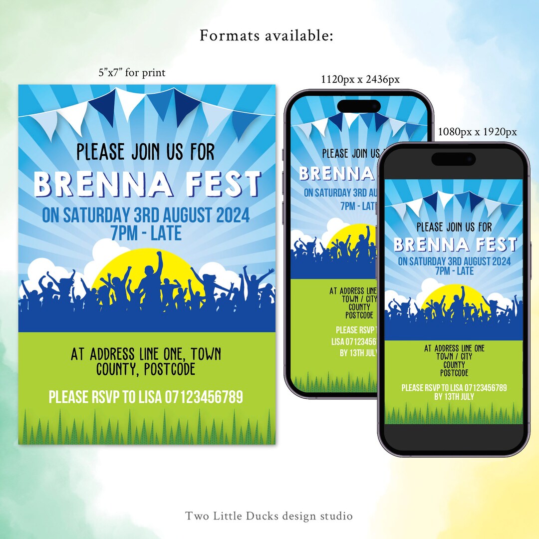 DIGITAL Festival Themed Invitation, PRINTABLE Festival Party Invitation ...