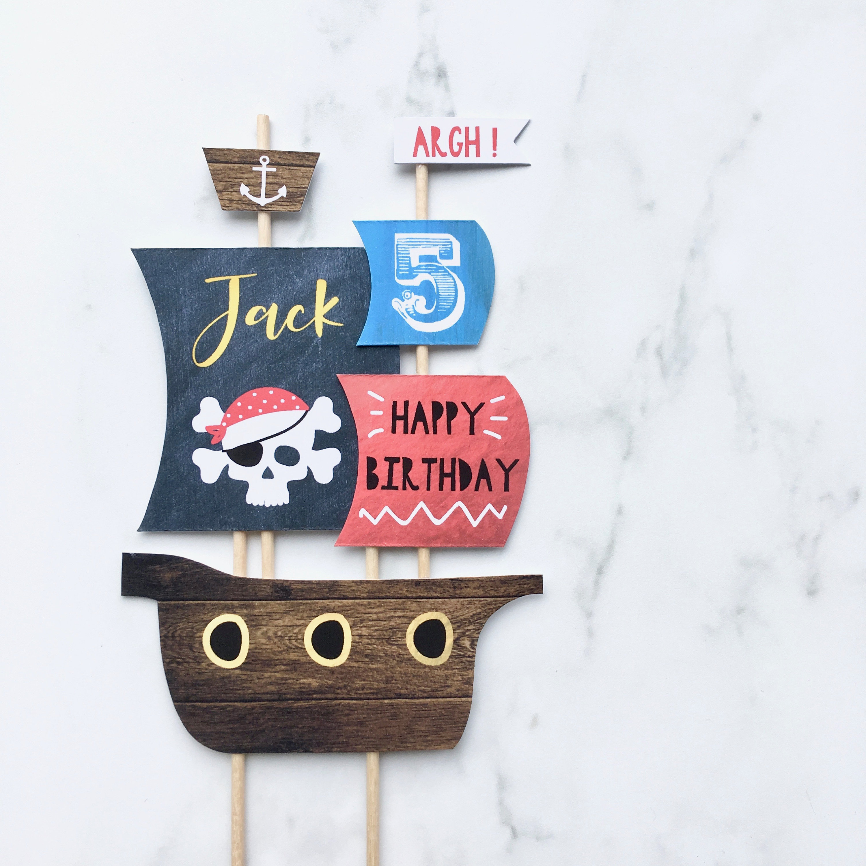 Pirate Ship Cake Topper Pirate Birthday Party Cake Decoration | Etsy