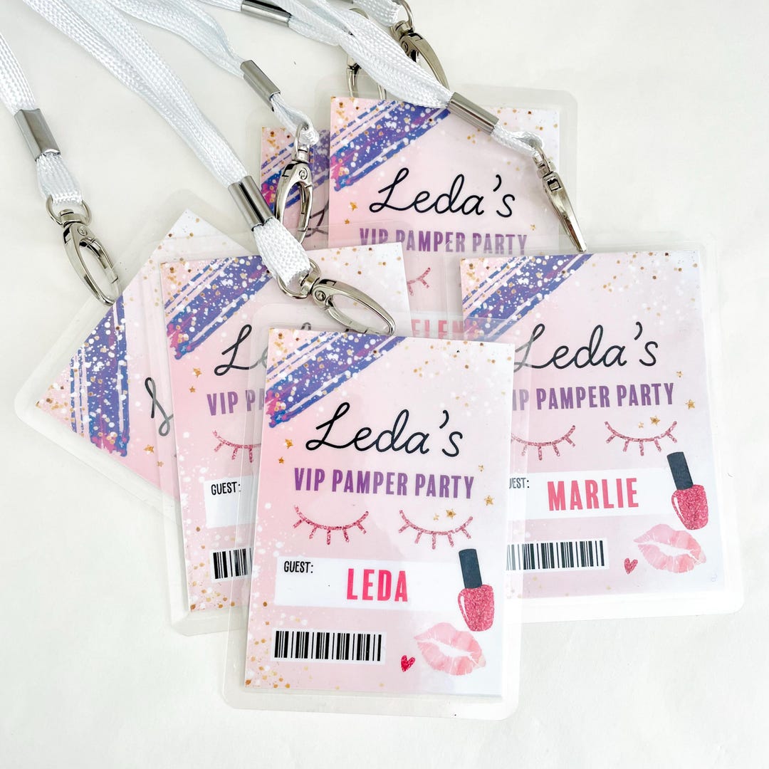 Pamper Party Lanyards, Make-up Party Name Tags, Sleepover Lanyards ...