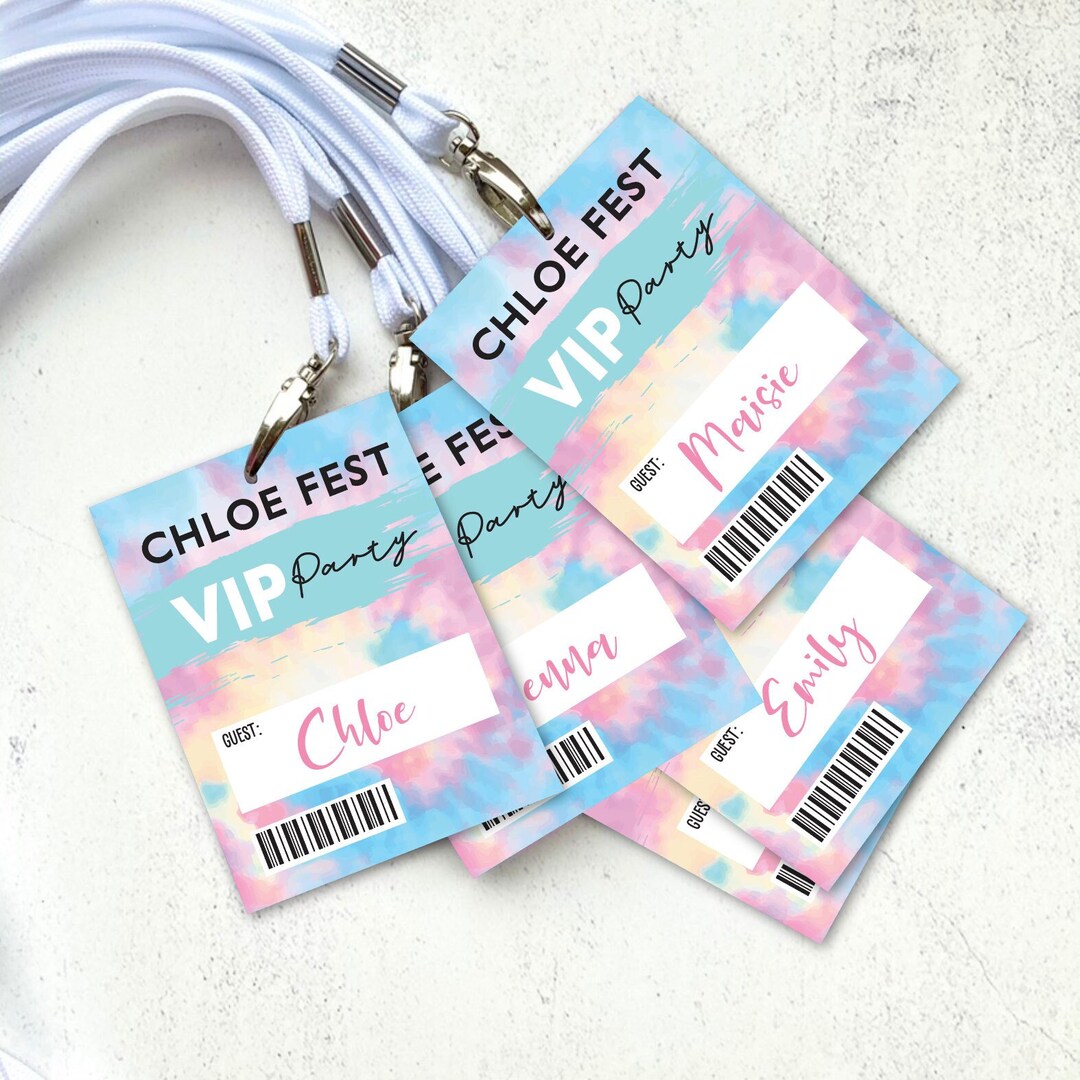 Tie Dye Party Lanyards: Festival Birthday Name Tags - Etsy UK