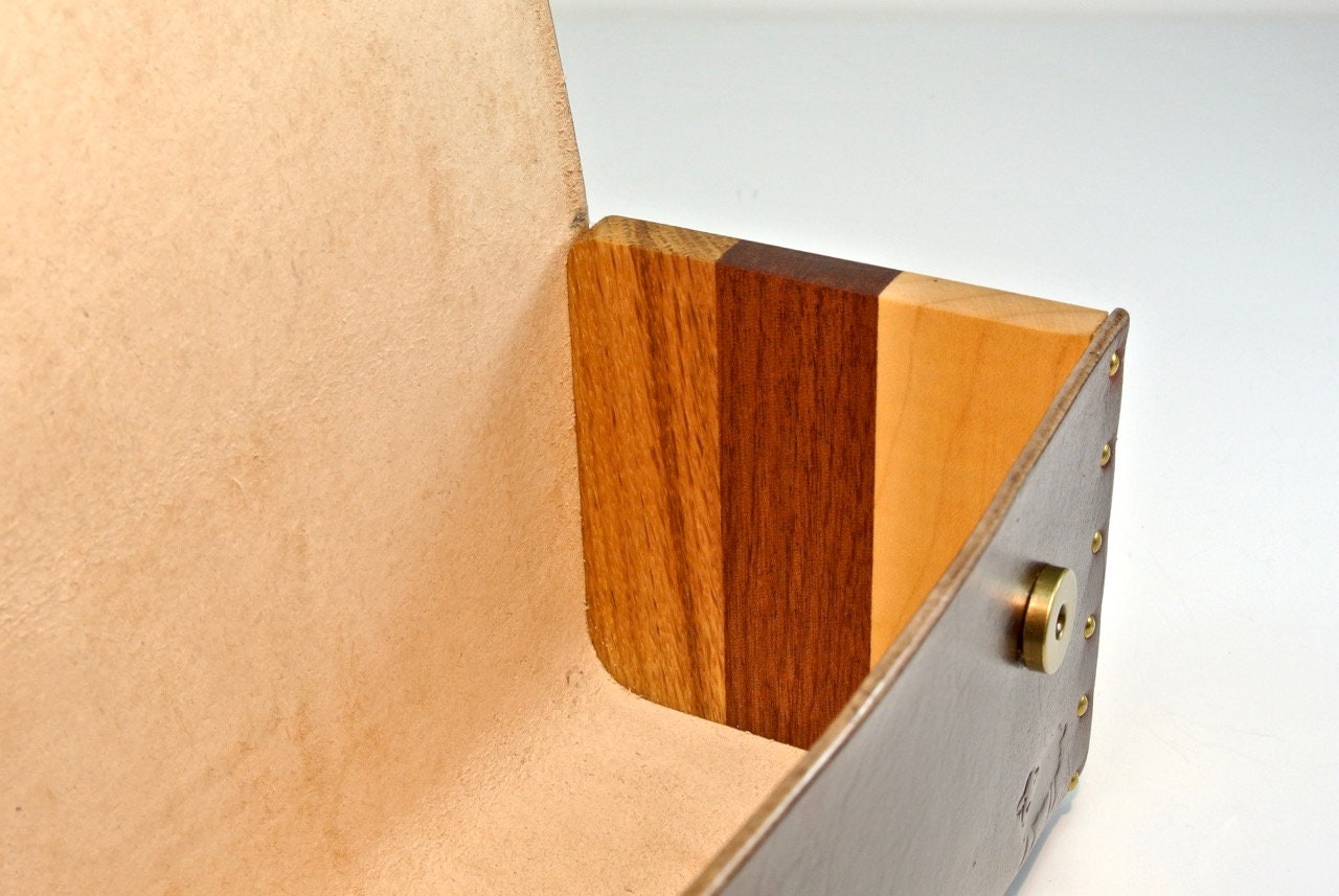 Leather Box General Purpose Box Leather Case Wooden gusset | Etsy