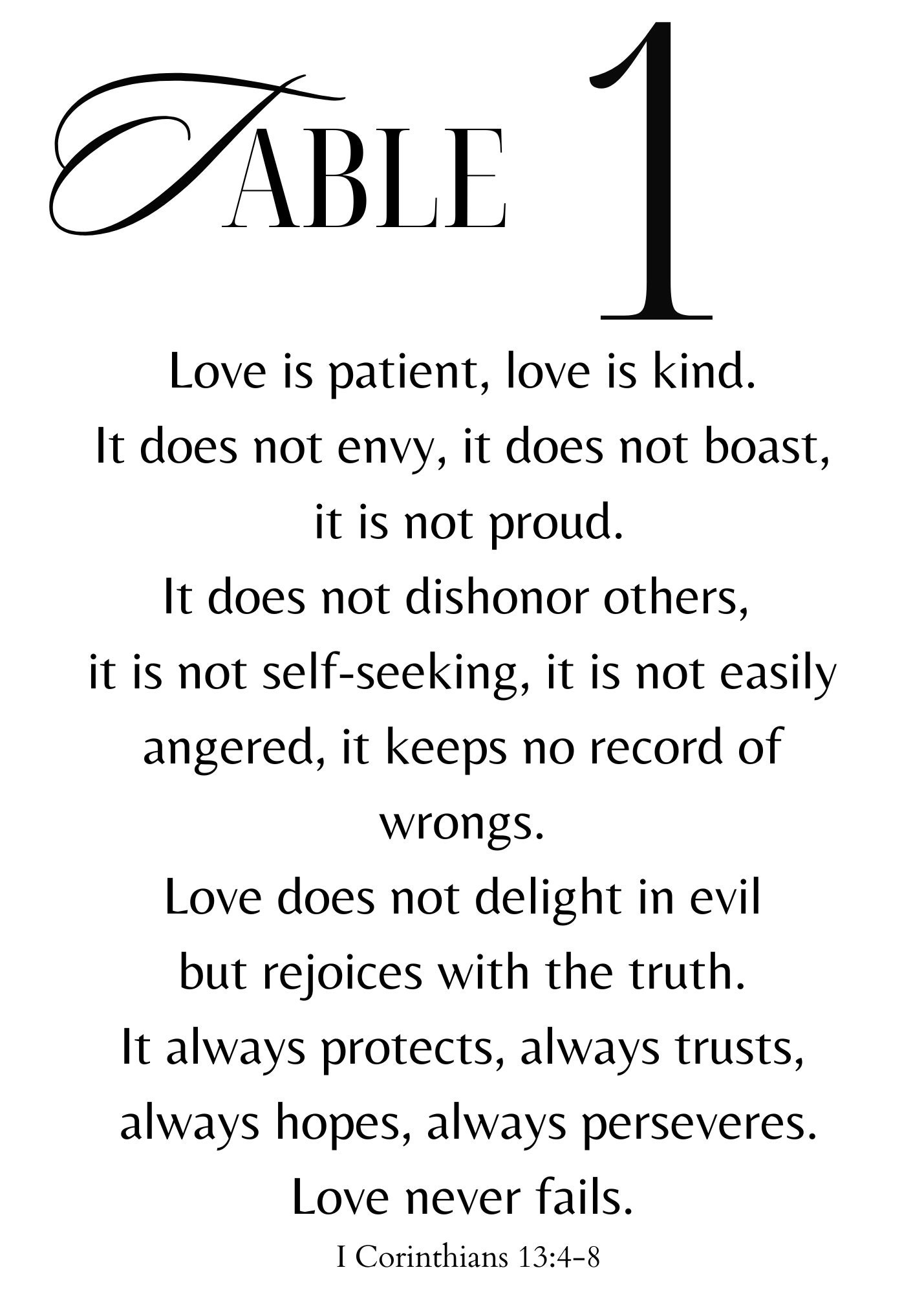 Downloadable Table Number With Bible Verse - Etsy