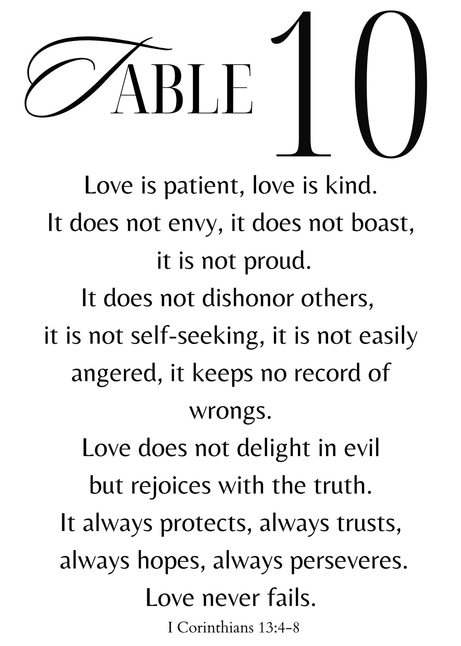 Downloadable Table Number With Bible Verse - Etsy