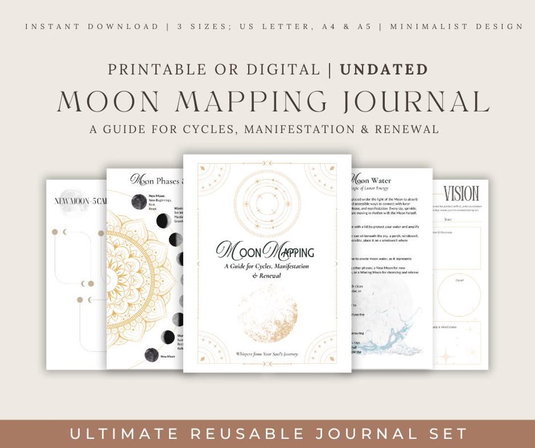 Moon Mapping Journal | Printable & Digital | Undated Lunar Cycle - Etsy