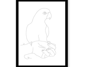 Minimalist Parrot One Line Art, Abstract Animal Drawing Print, Outline ...