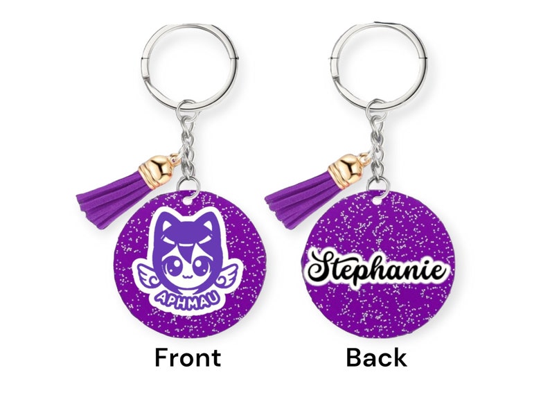 Personalized Aphmau Keychain With Name Purple Glitter HTV & Acrylic - Etsy