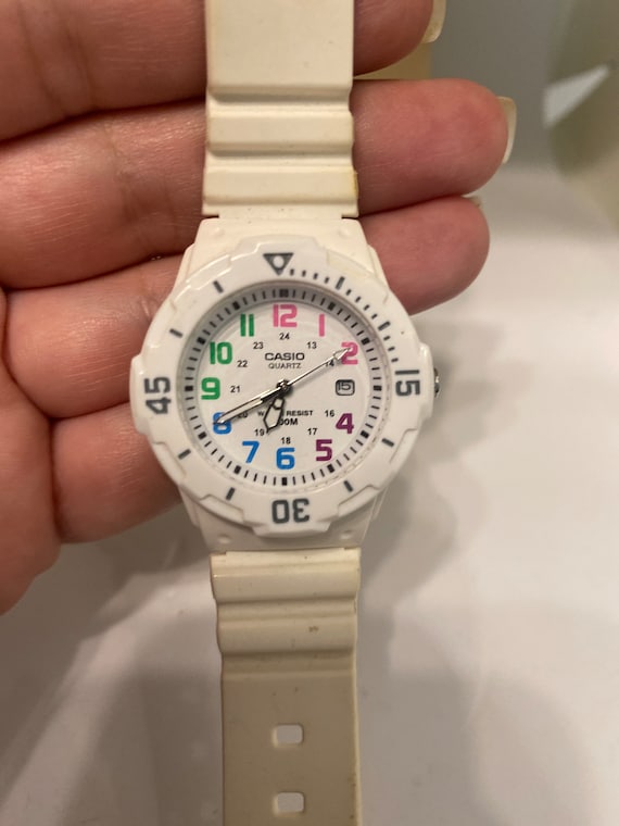 Casio Vintage white watch runs great colorful white - Gem