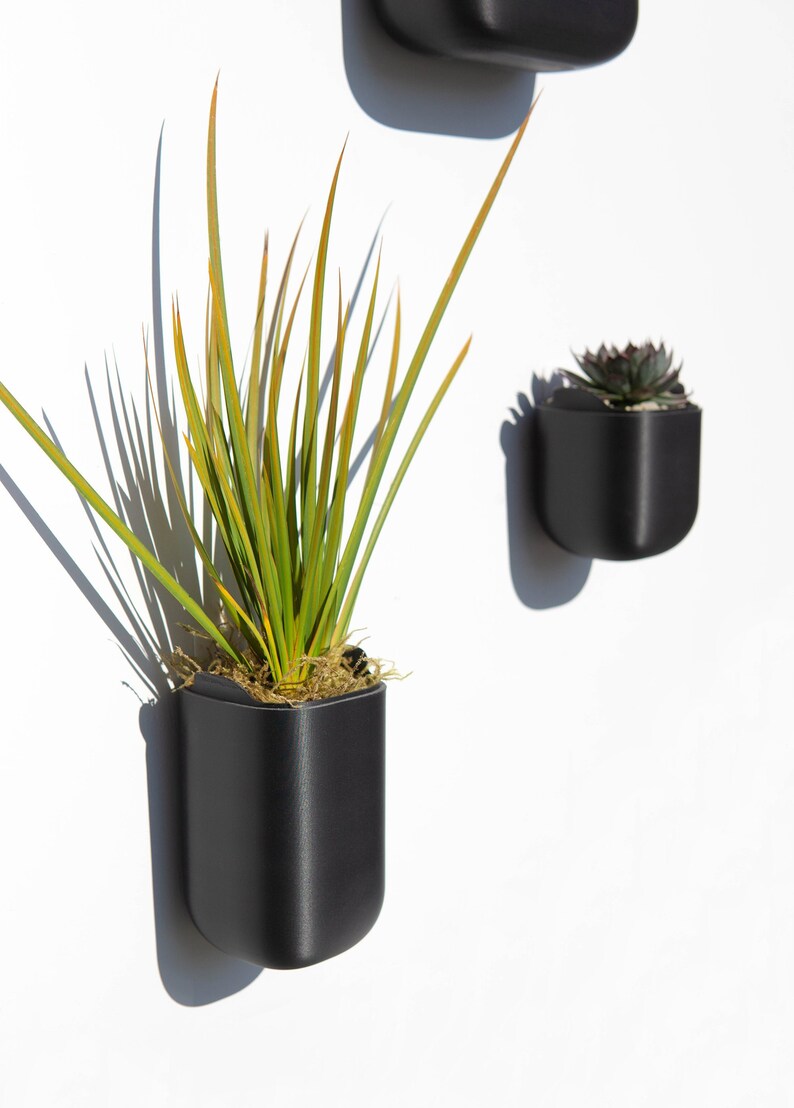 Self Watering Floating Wall Planter Matte Black - Etsy