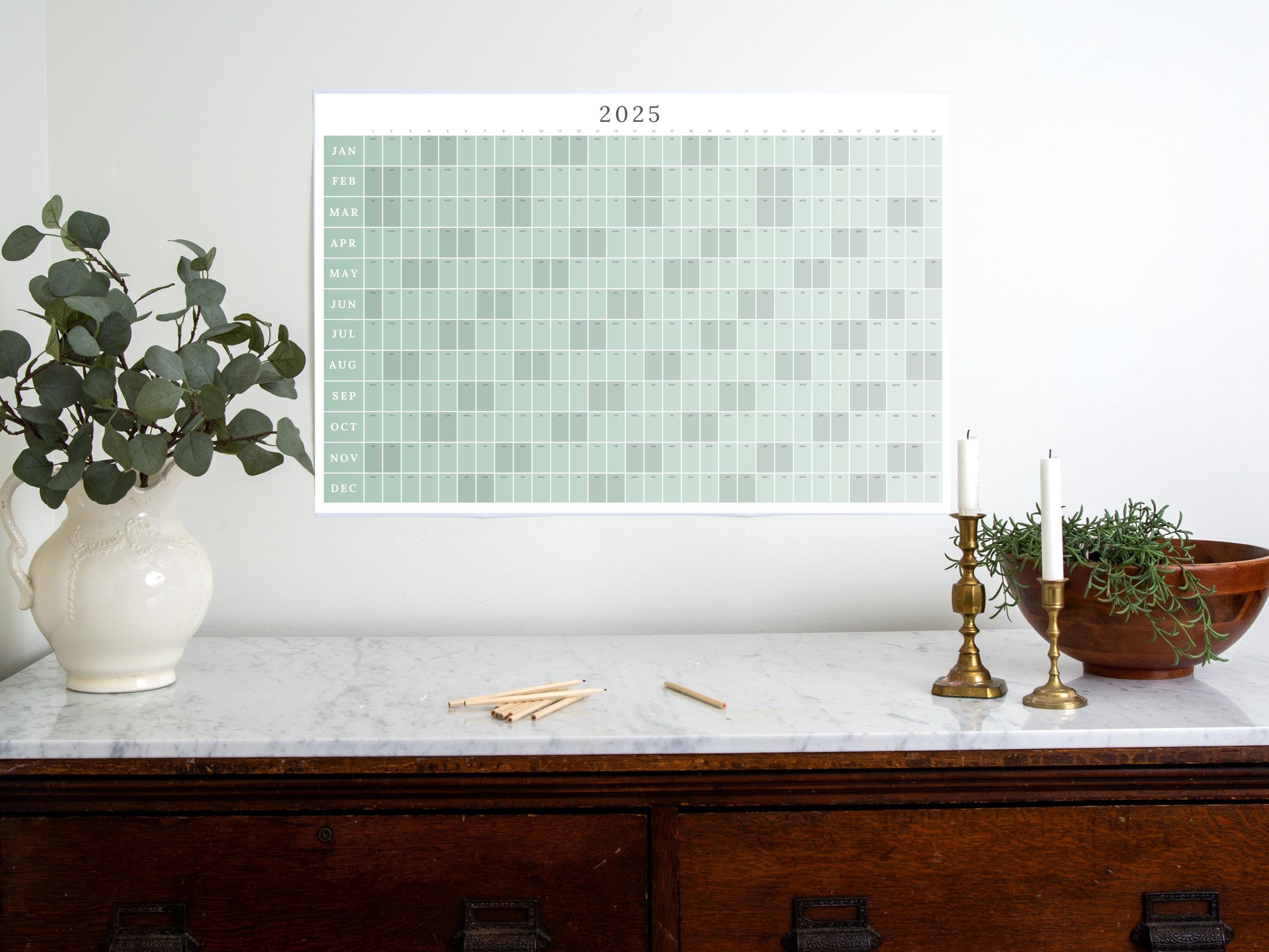 2025 Full Year Wall Calendar Large Yearly Wall Calendar, Colorful ...