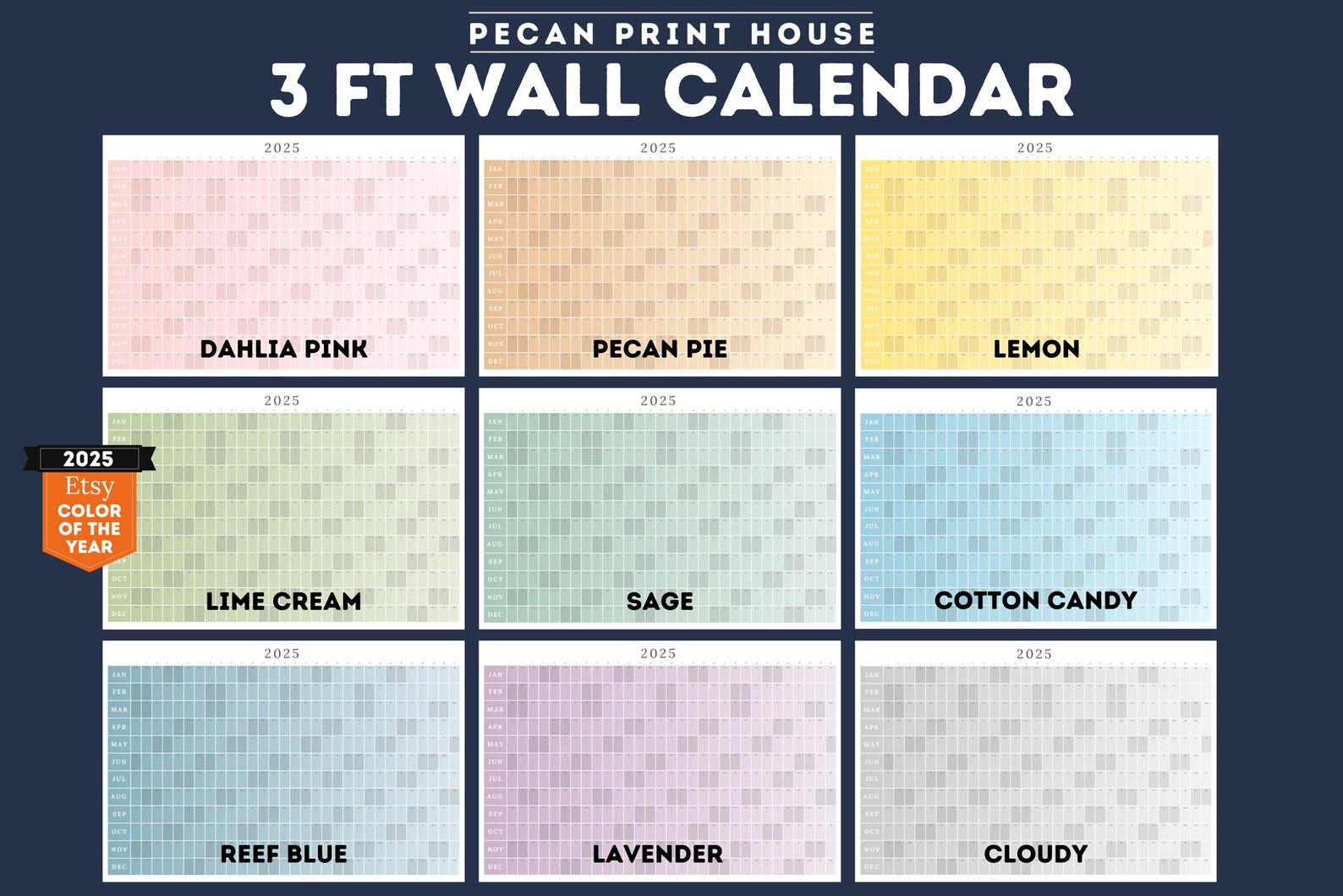 2025 Full Year Wall Calendar Large Yearly Wall Calendar, Colorful ...