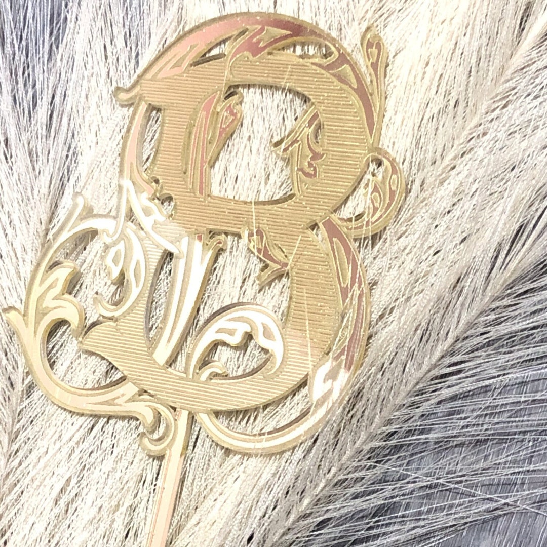 Vintage Monogram, Vintage Monogram Cake Topper, Wedding Cake Topper, Last Name Initial Cake ...