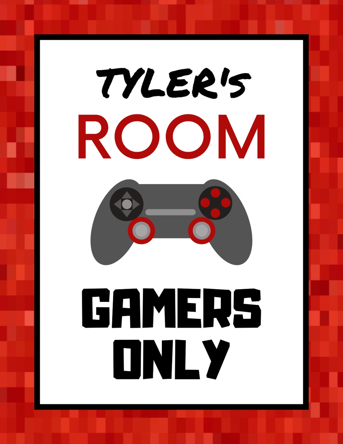 GAMERS ONLY Bedroom Door Sign - 8.5x11 - Editable-customizable- 1 or 2 ...