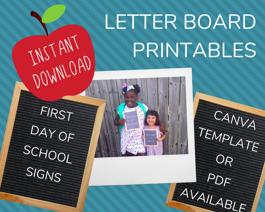 First & Last Day of School Printables - Letter Board, Canva Template ...