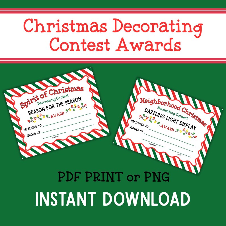 Christmas Decorating Contest Awards/certificates/ Neighborhood/yard ...