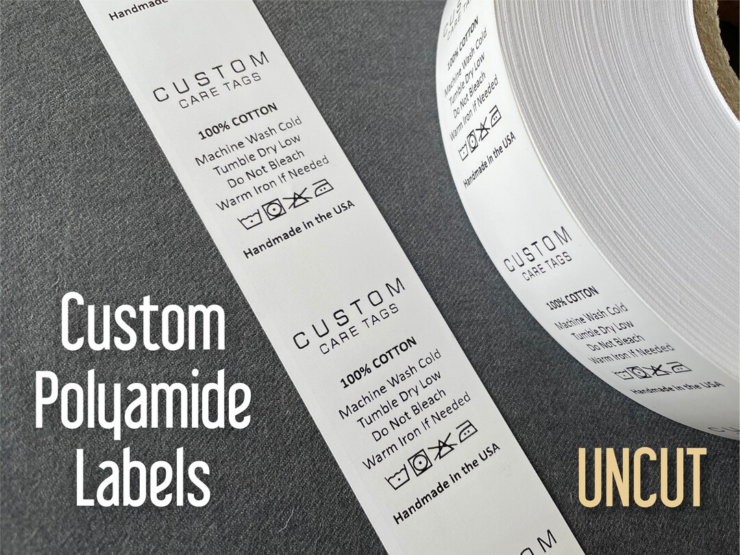 2000 per Roll Uncut Custom Polyamide Wash Care Labels, Ink Options ...