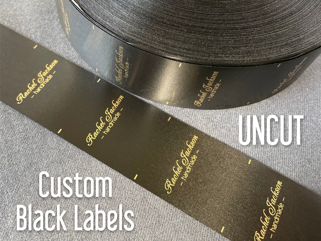 Black Satin Custom Labels on a Roll, 500-5000 per Roll Uncut Black ...