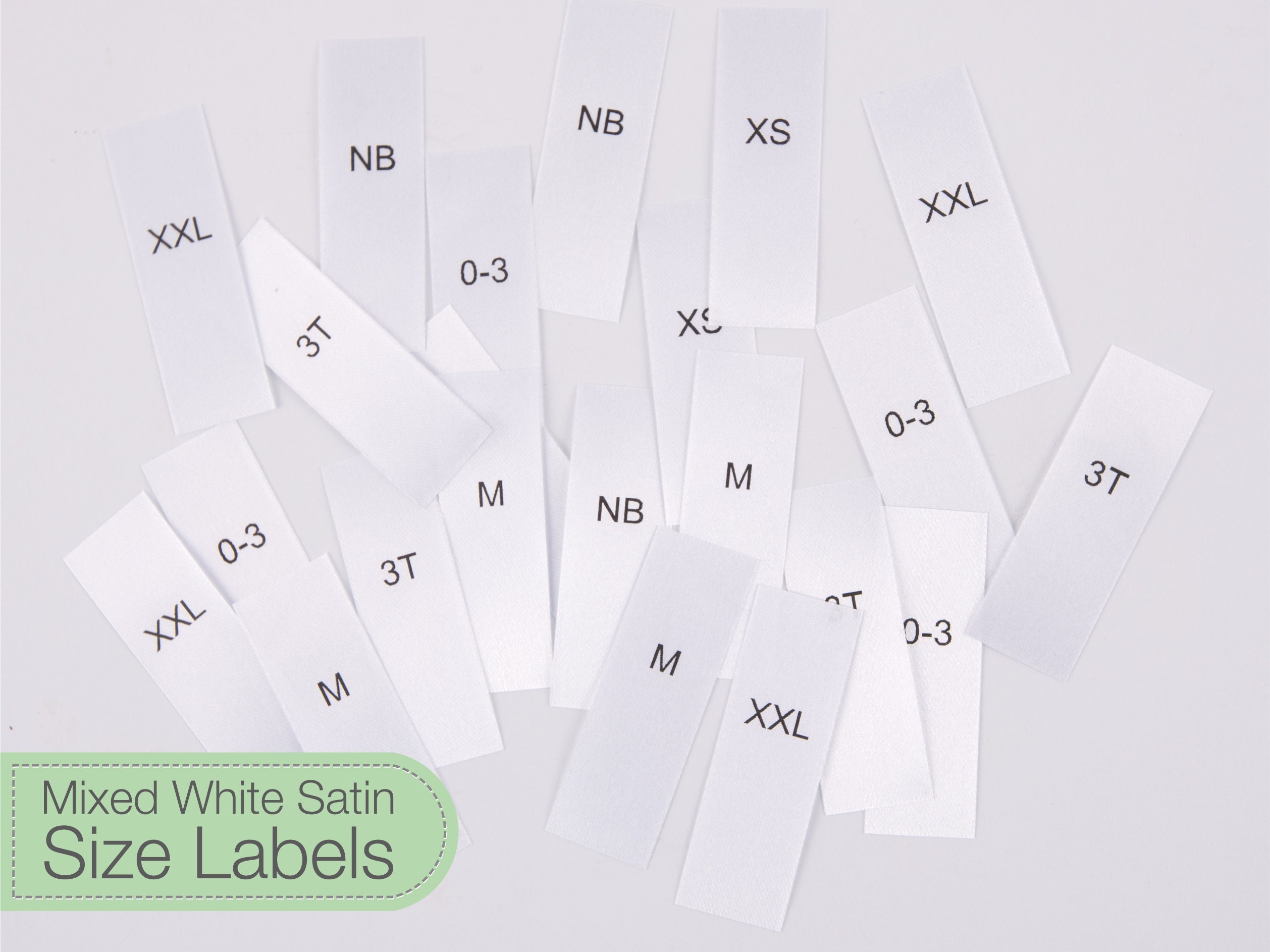 White Size Tags for Clothing Mixed Satin Labels Adult Sizes - Etsy