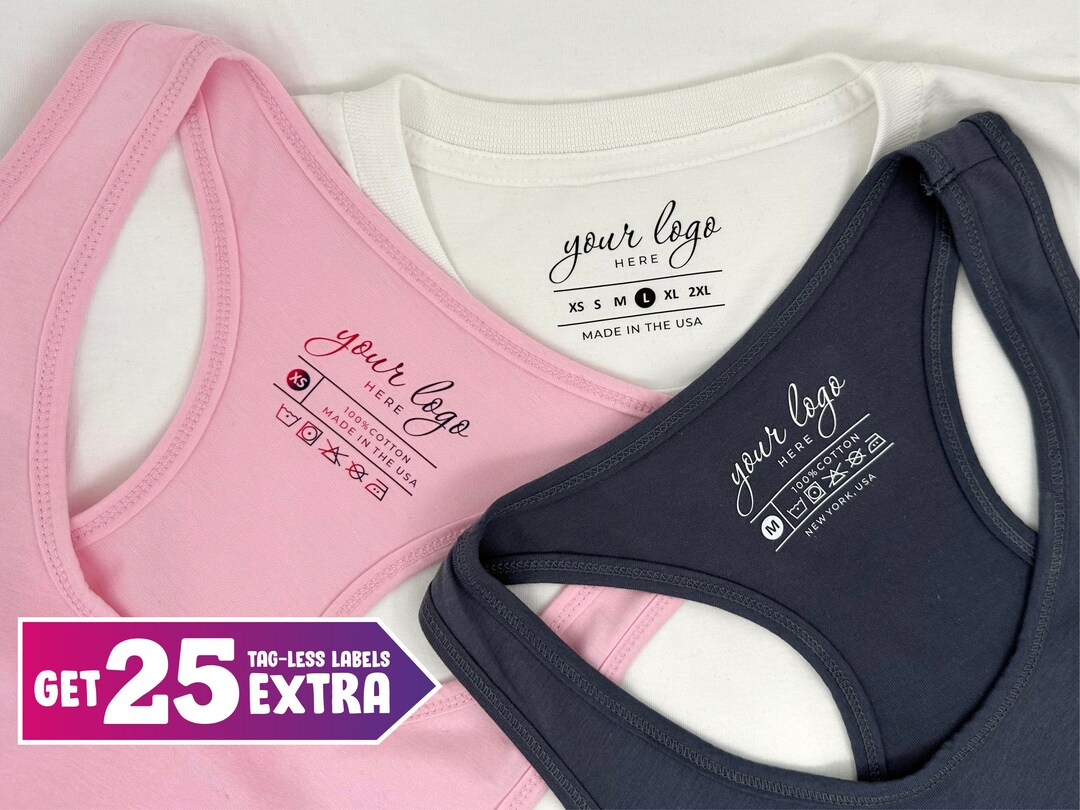 Custom Tag-less Labels + 25 Extra, Size: 2 1/2" X 2" (63 Mm X 50 Mm) - Etsy