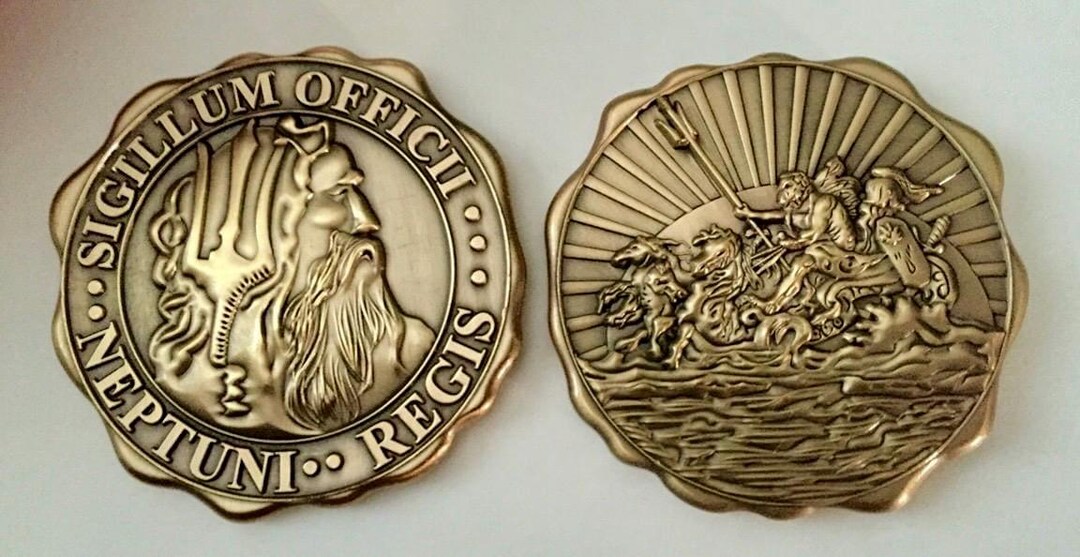 USN Navy Shellback Sand Dollar Neptune Greek God Spear 3D Military CPO ...