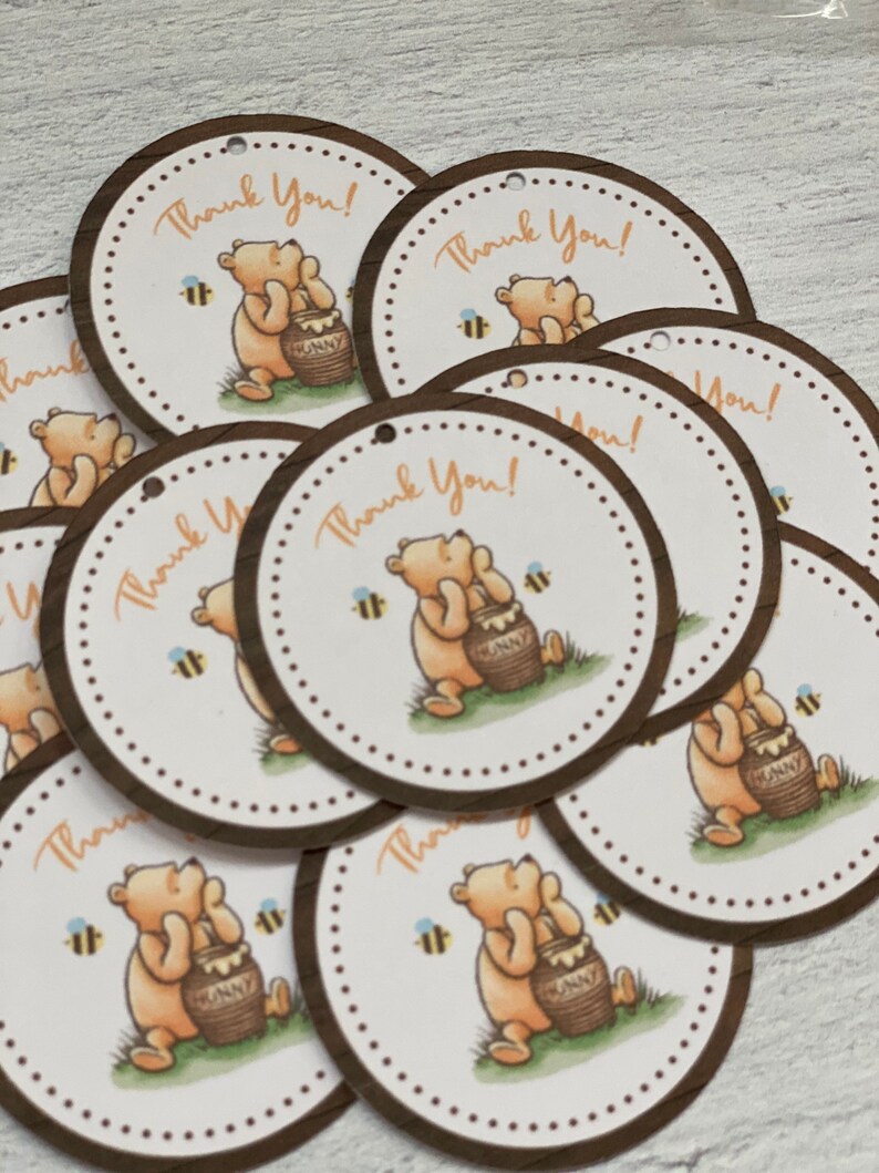Thank You Stickers Vintage Pooh Bear 2 Inch Thank You Tags | Etsy