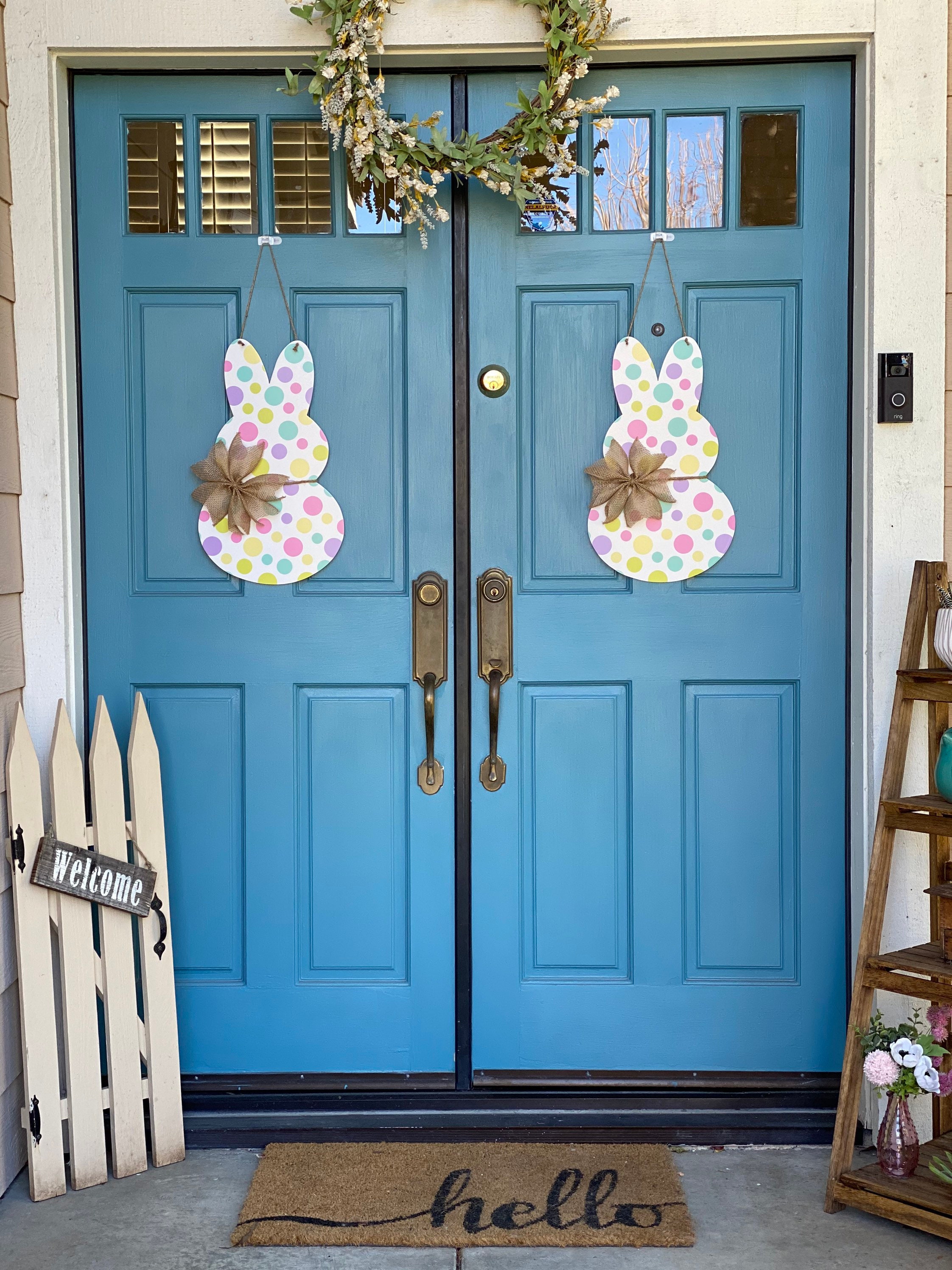 Polka Dot Peep Door Hang With Burlap Bow for Your Easter Decorations - Etsy