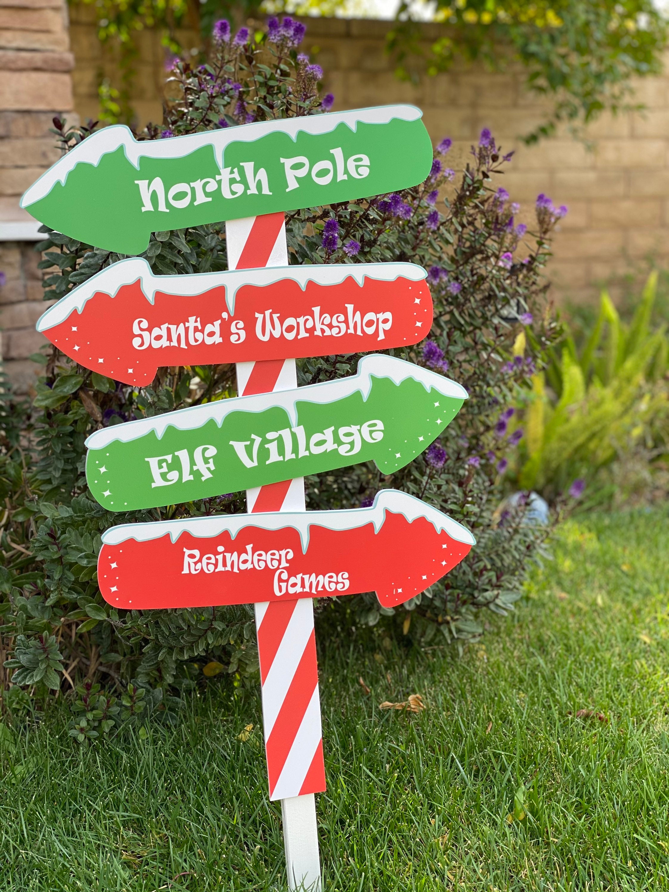 North Pole Christmas Yard Sign, Santa's Workshop, Elf Village - Etsy