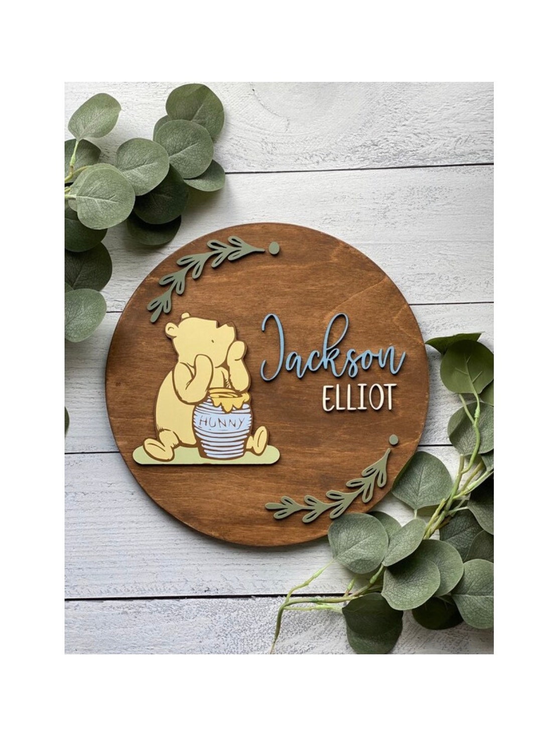 Customized Door Sign 12 Inches Wide X 1/2 Thick Round Vintage Winnie ...