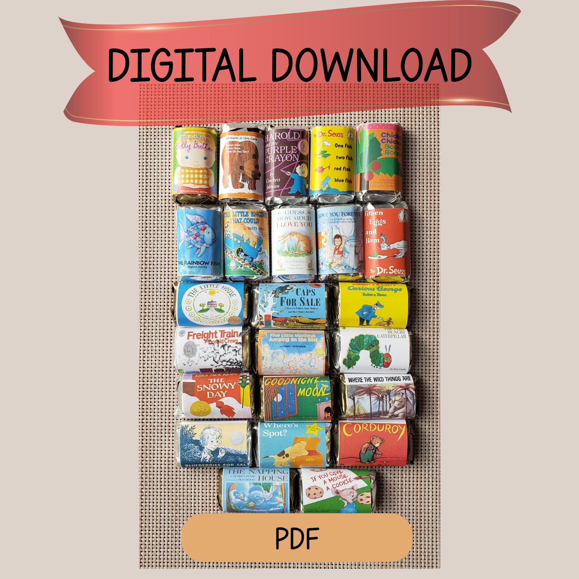Mini Candy Bar Wrappers, Children's Books, Baby Shower /1st Bdayfavors ...