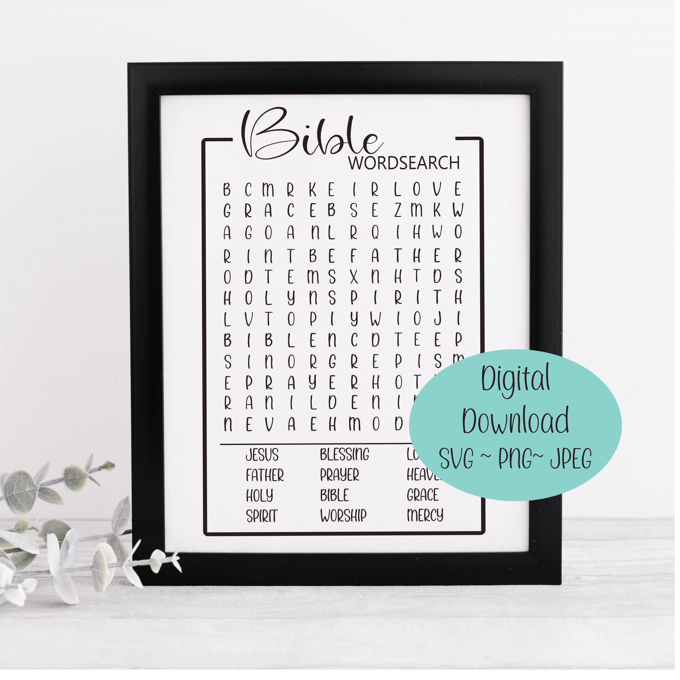 Bible Word Search, Faith Puzzle, Bathroom, Decor, Printable, SVG File ...